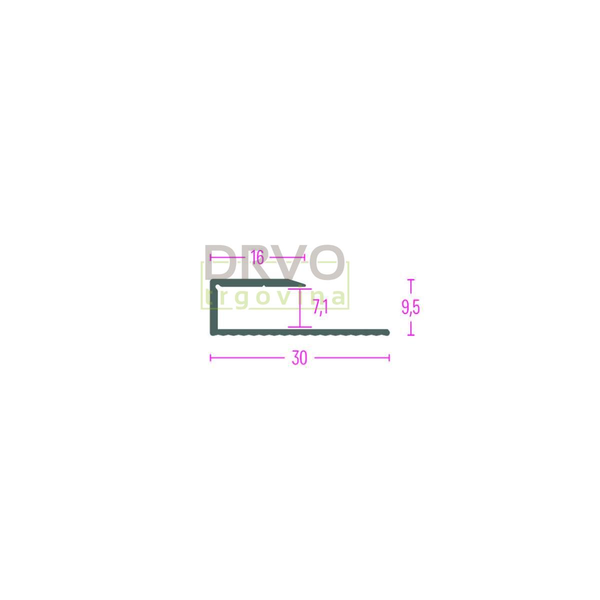 ALU PROFIL MONO 11070 U profil 7mm 270/SREBRNI ZAVRŠNI | Drvo trgovina ...